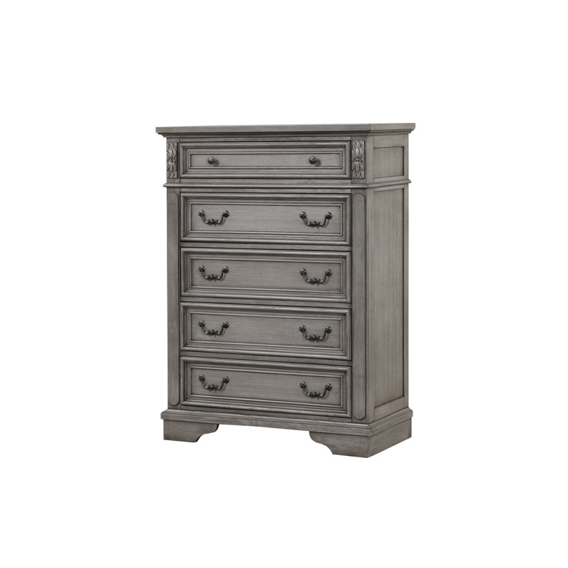 August Grove Azoriah 5 Drawer Dresser in Gray Reviews Wayfair